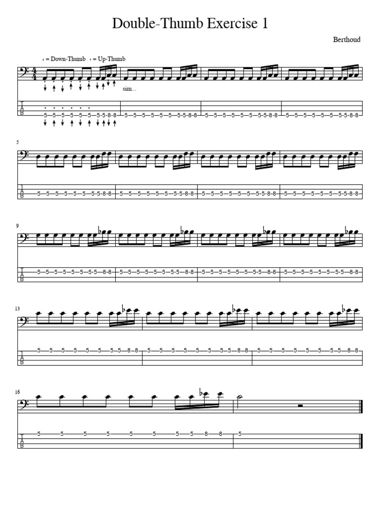 Double-Thumb Funk Exercise - Tab | PDF