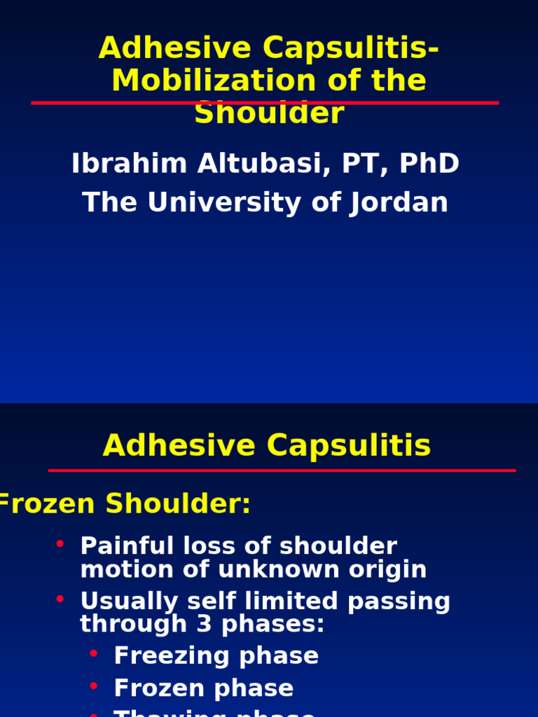 Adhesive Capsulitis-Mobilization of The Shoulder Joint | PDF ...