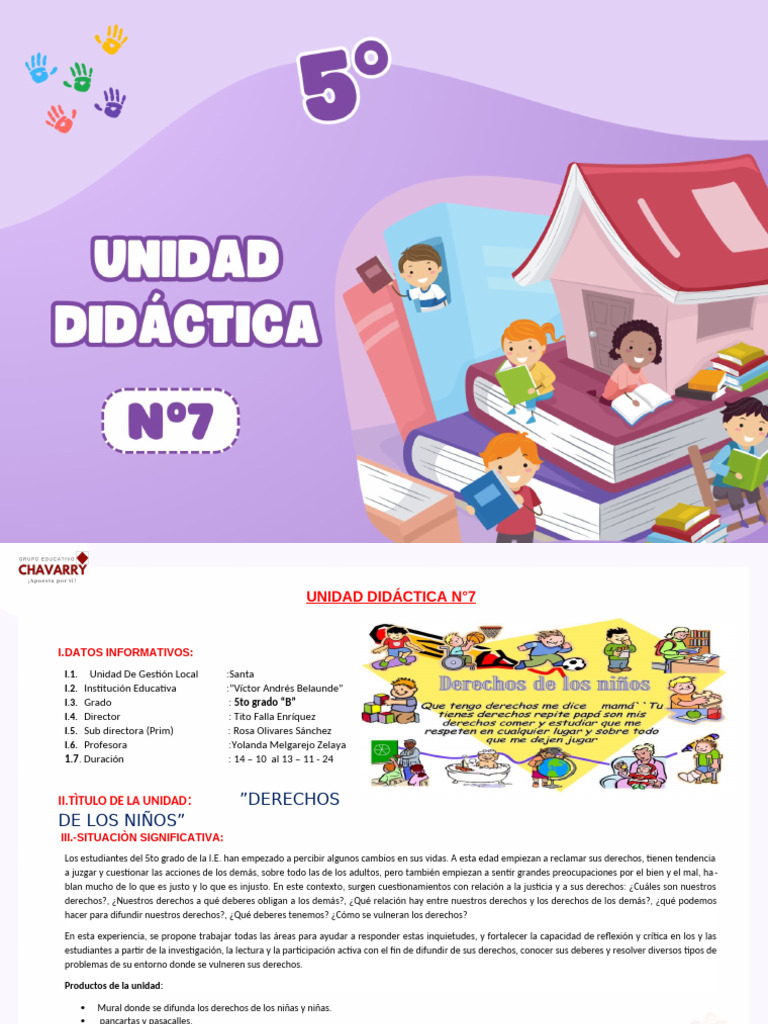 Unidad N°7 - 5to Grado | PDF | Evaluación | Importar