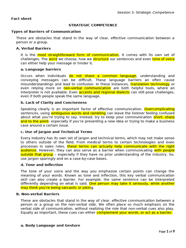 Fact sheet Strategic Competence | PDF | Nonverbal Communication ... Fact sheet Strategic Competence | PDF | Nonverbal Communication ...