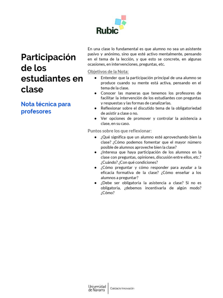 Participación de Los Alumnos en Clase | PDF | Maestros | Enseñando
