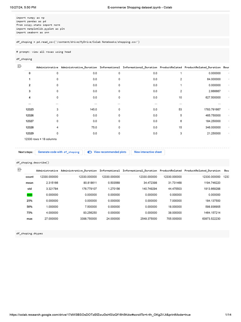 E-Commerce Shopping Dataset - Ipynb - Colab | PDF