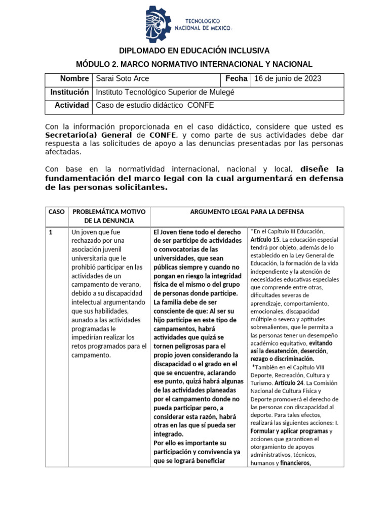 M2_ACT_Caso de Estudio CONFE | PDF | Invalidez | Accesibilidad