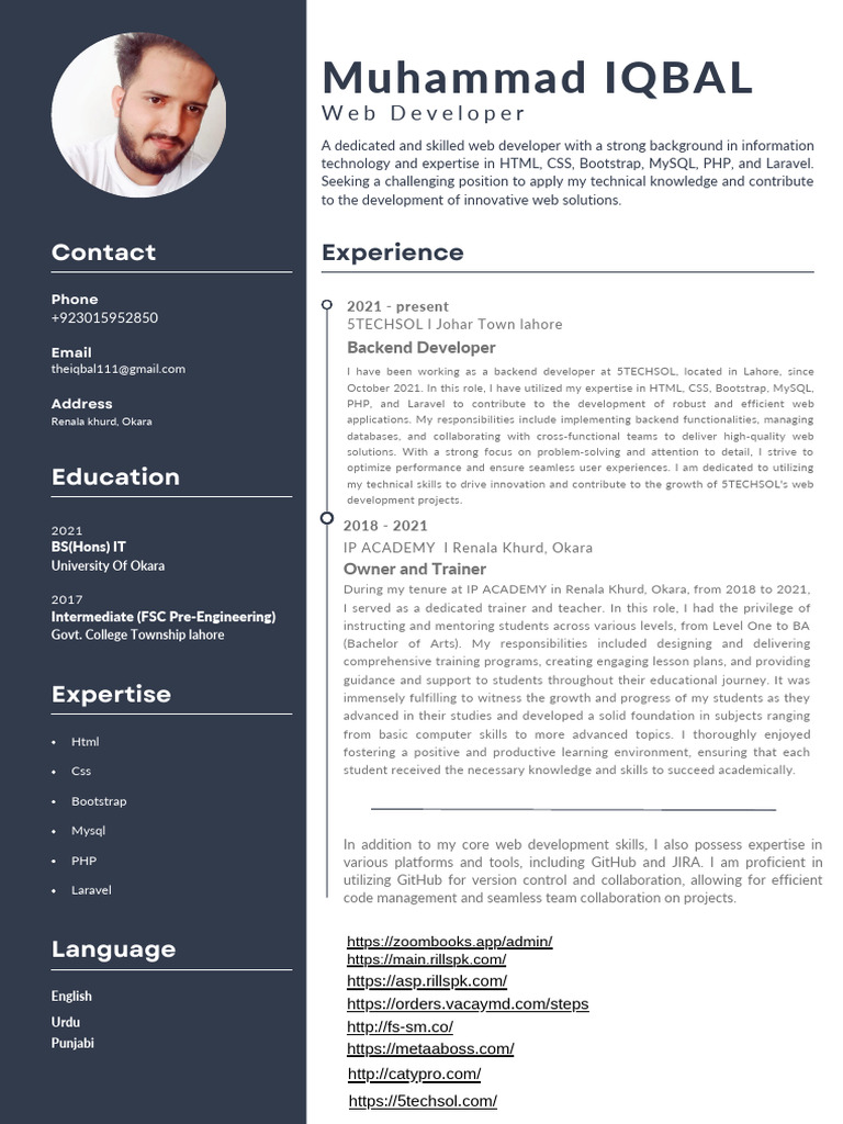 M Iqbal CV 202323 | PDF | Web Development | Computing