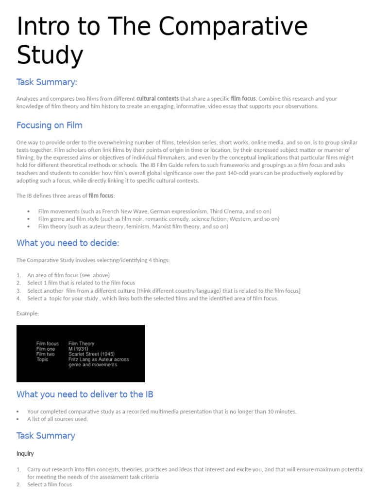 IB Film Comparative Study Overview | PDF | Film Theory | Knowledge