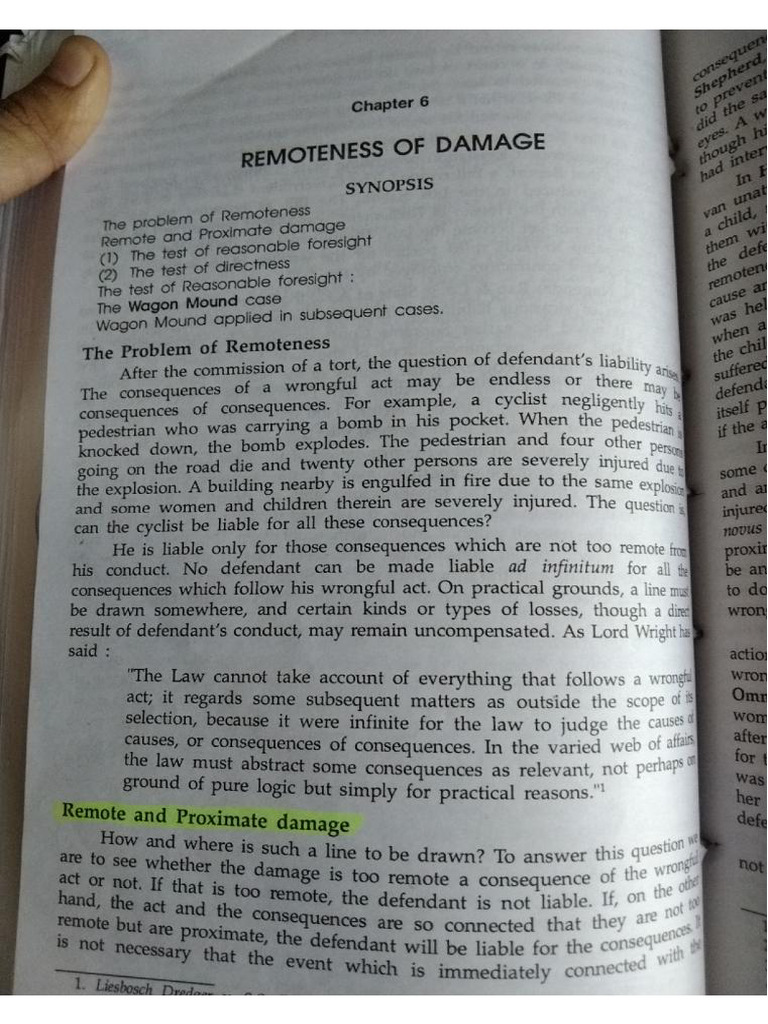 Torts CH - 6 Remotness of Damage - ch-7 Trespass of The Person | PDF
