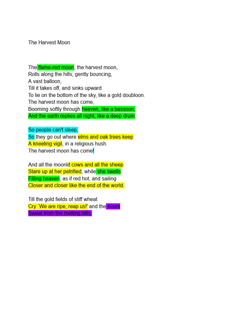 Harvest Moon Lit | PDF | Moon | Poetry