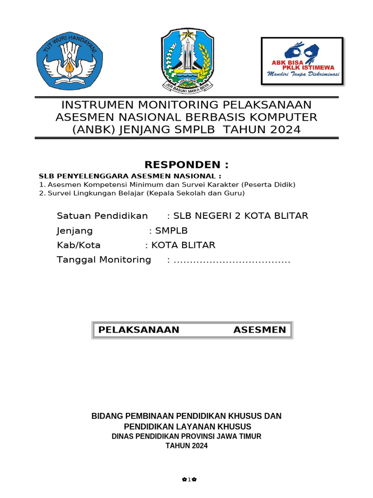 Instrumen Pelaksanaan ANBK SMPLB 2024 | PDF | Karier & Perkembangan