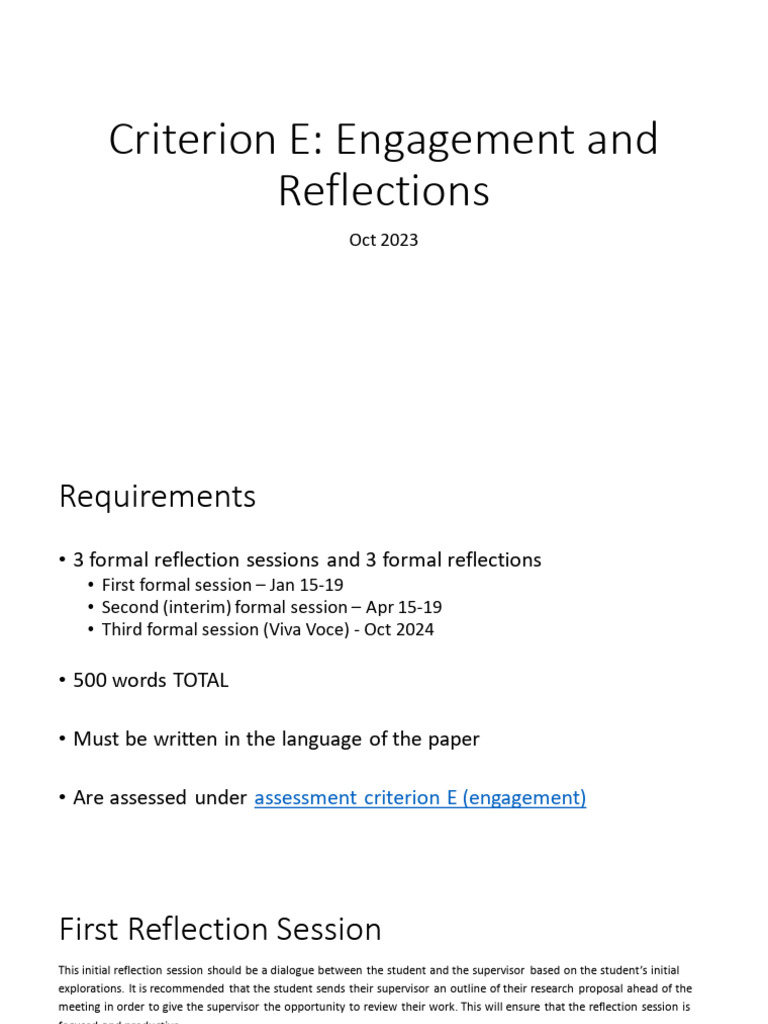 Criterion_E_Engagment_and_Reflections | PDF | Essays | Thought
