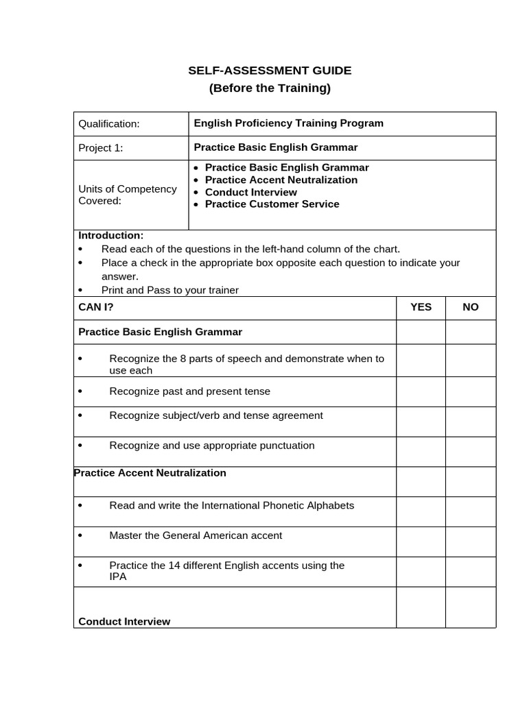 SELF-ASSESSMENT GUIDE (English) | PDF | English Language | Stress ...