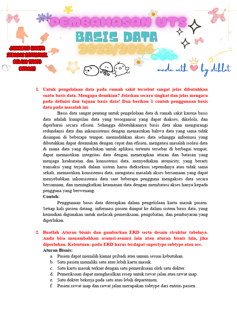 PEMBAHASAN UTS BASDAT 2023-2024 | PDF