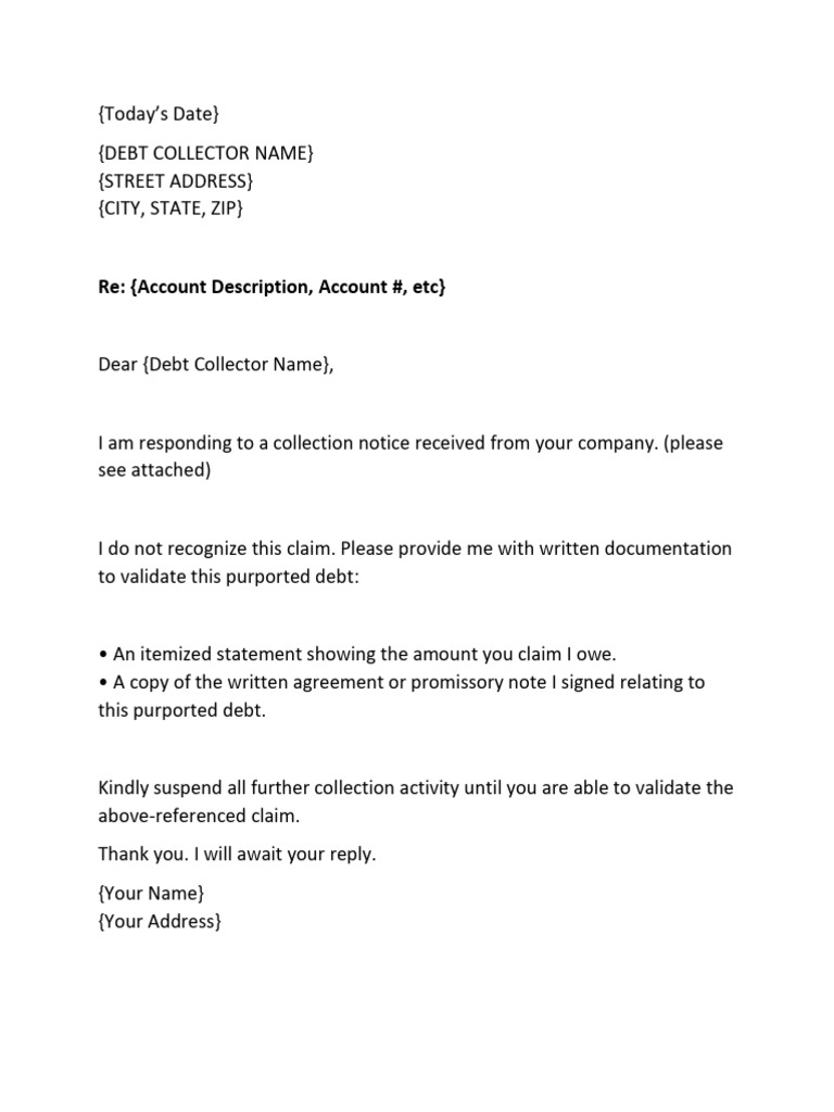 Debt Validation Request TEMPLATE | PDF | Law