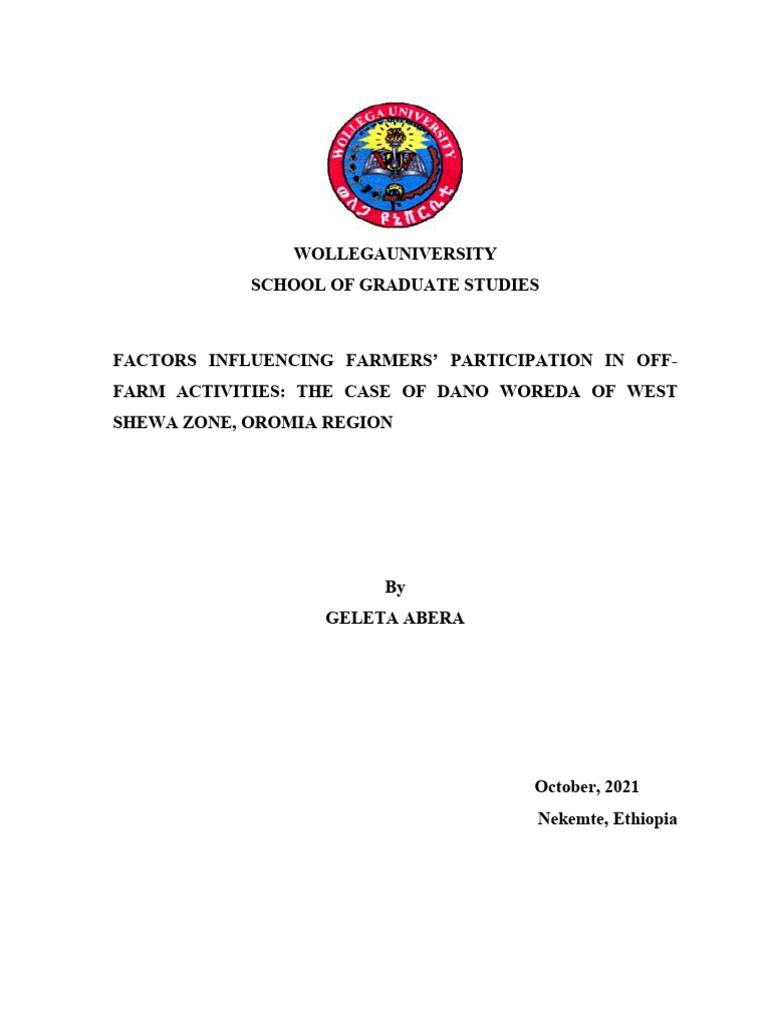 Geleta Abera Final Thesis - 2 | PDF | Agriculture | Poverty
