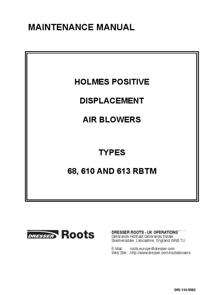 Holmes Blower Maintenance Manual | PDF | Gear | Bearing (Mechanical)
