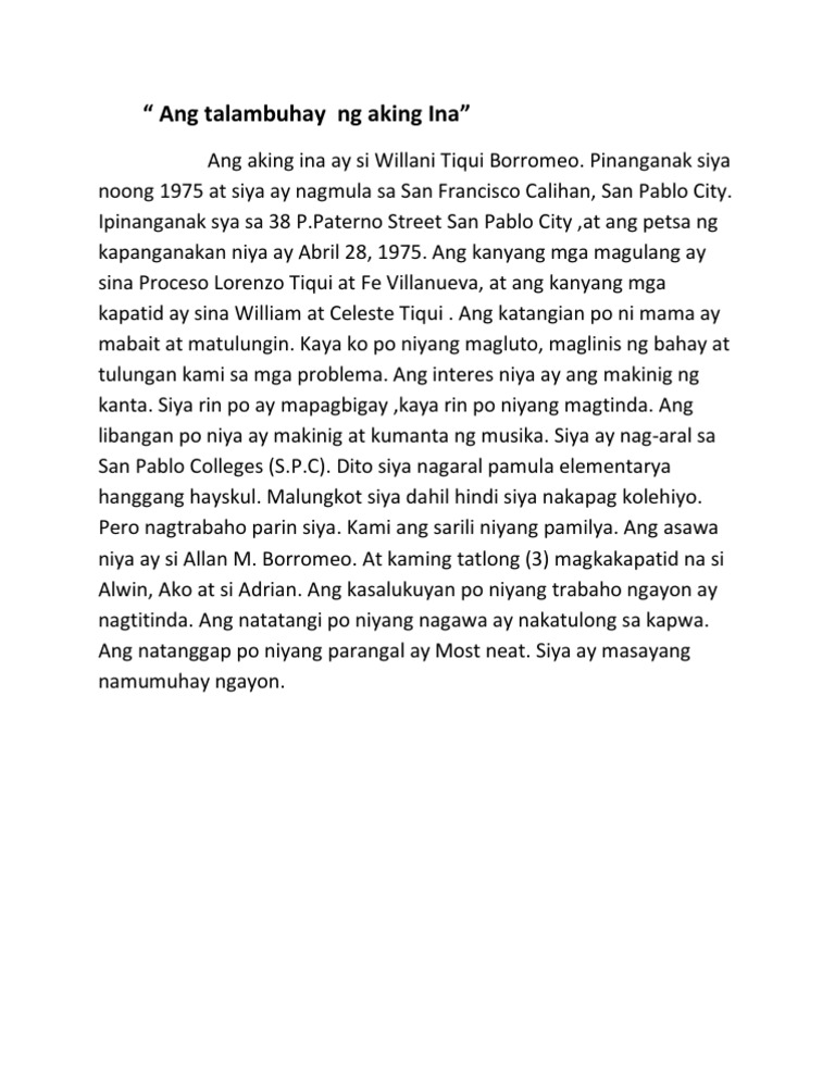 Ang Talambuhay NG Aking Ina | PDF