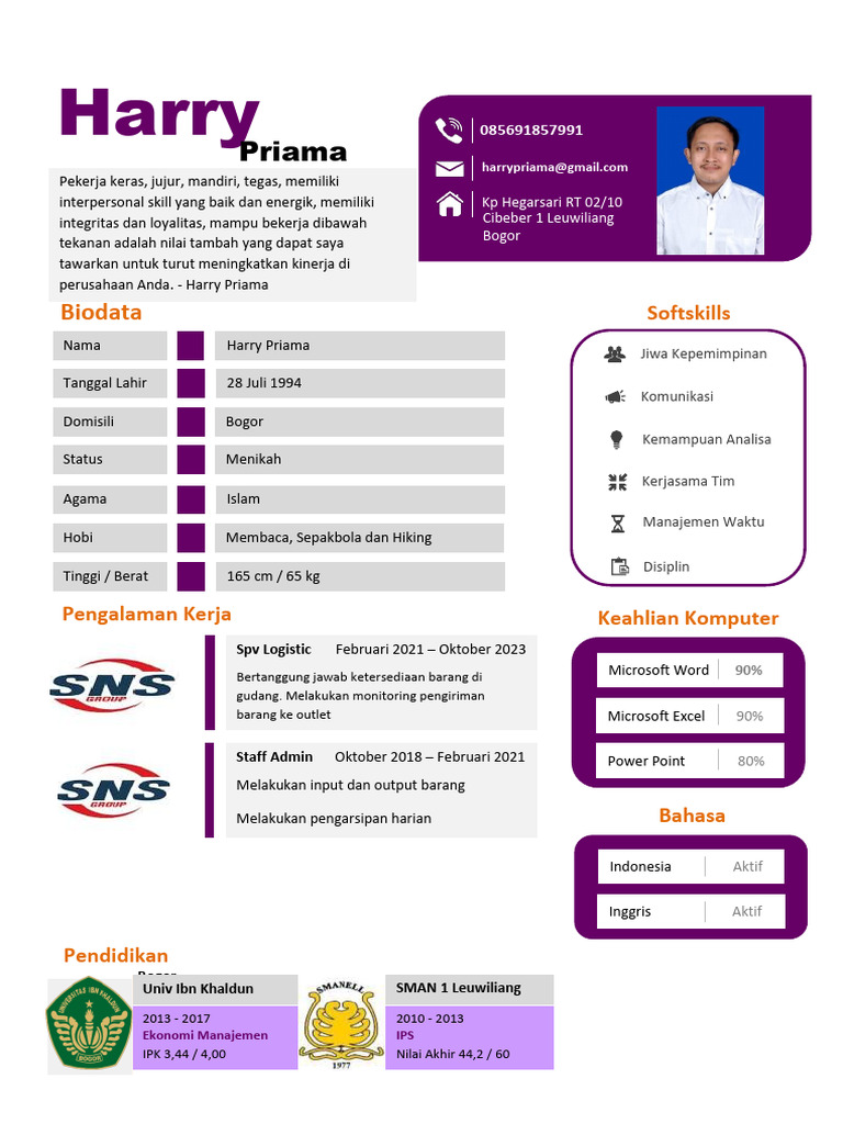 BOGOR - 4.5 - Harry Priama Logistic Supervisor | PDF