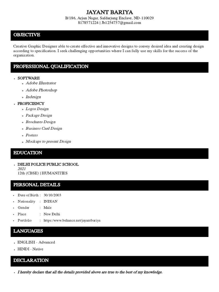 Jayant Bariya CV-1 | PDF