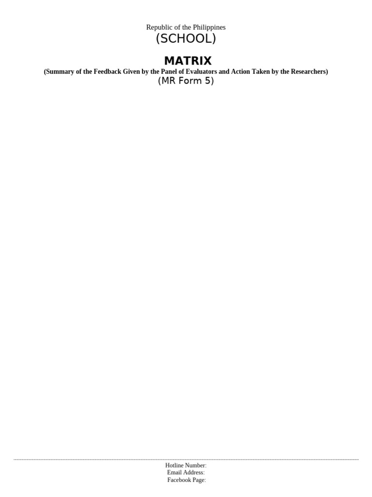 MR Form 5 Revision Matrix For Marketing Research | PDF