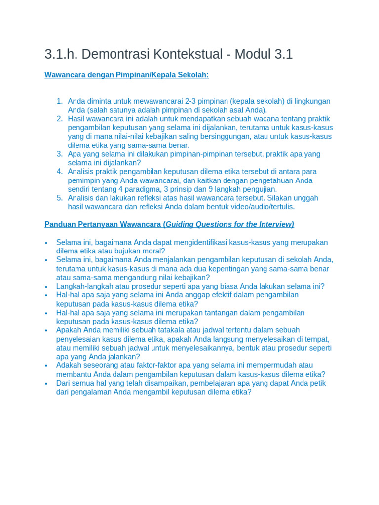 Pertanyaan Demonstrasi Kontekstual 3.1 | PDF | Karier & Perkembangan | Pengembangan Diri