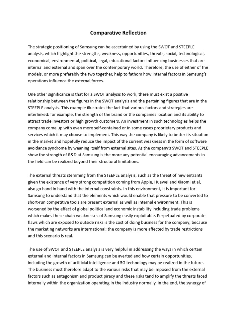 Anzaleen - Comparative Reflection - Business Management | PDF | Swot Analysis | Business