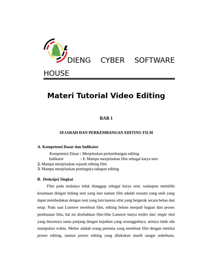 Materi Tutorial Video Editing | PDF