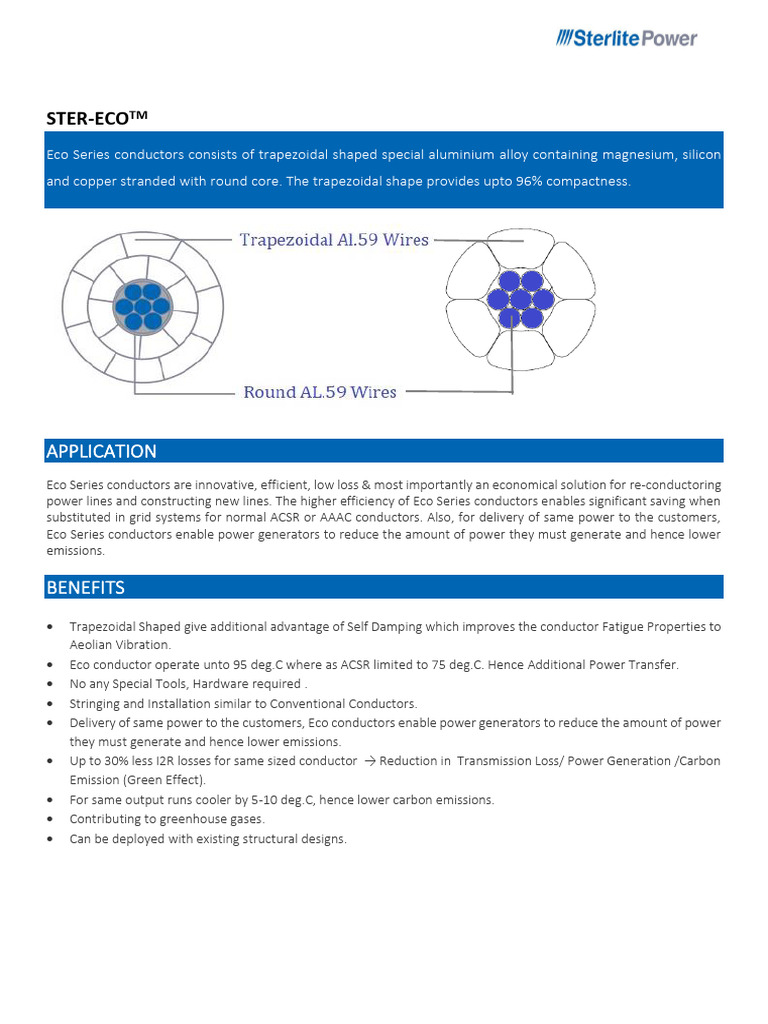 Eco Series Conductors: Efficiency & Specs | PDF | Nature | Electricity