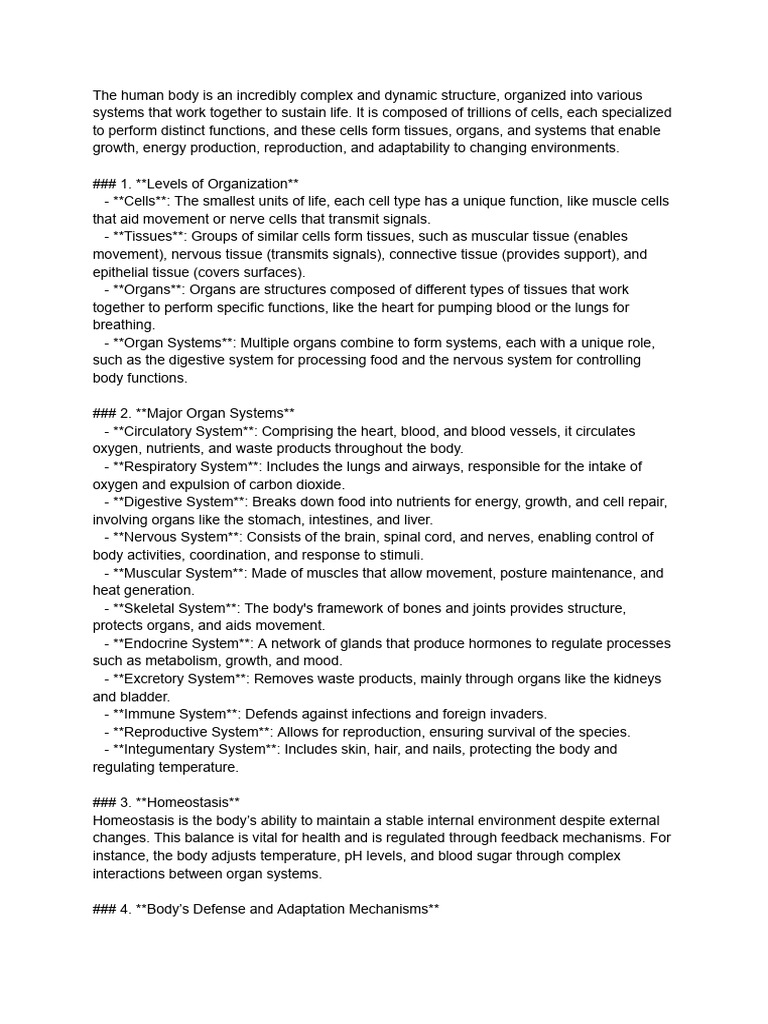 Human body | PDF | Human Body | Tissue (Biology)