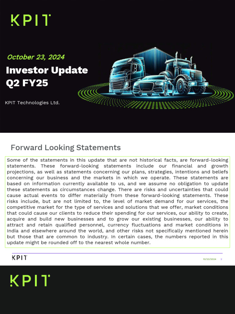 KPIT Investor Update Q2FY25 | PDF | Equity (Finance) | Economies