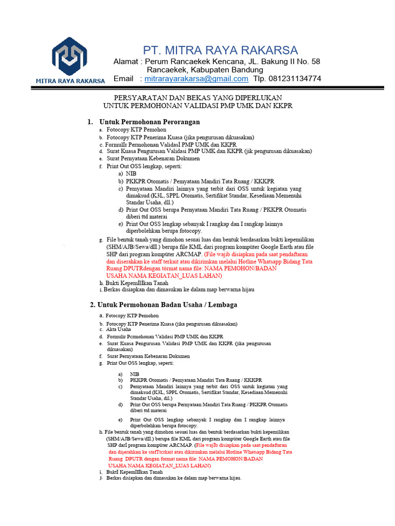 Kop Surat PT - Mitra Raya Rakarsa | PDF