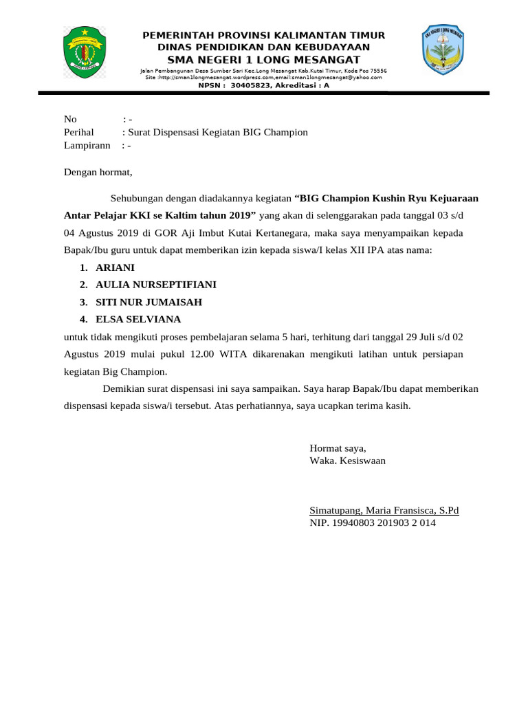 Surat Izin Latihan | PDF