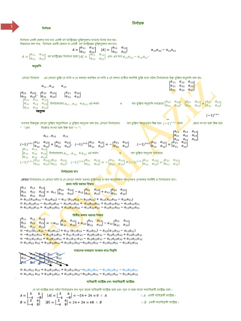First Paper Chapter 01 DETERMINENT Ex 1.2 | PDF