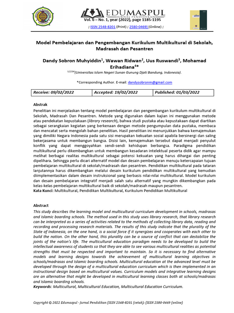 Model Pembelajaran Dan Pengembangan Kurikulum Multikultural Di Sekolah, Madrasah Dan Pesantren ...