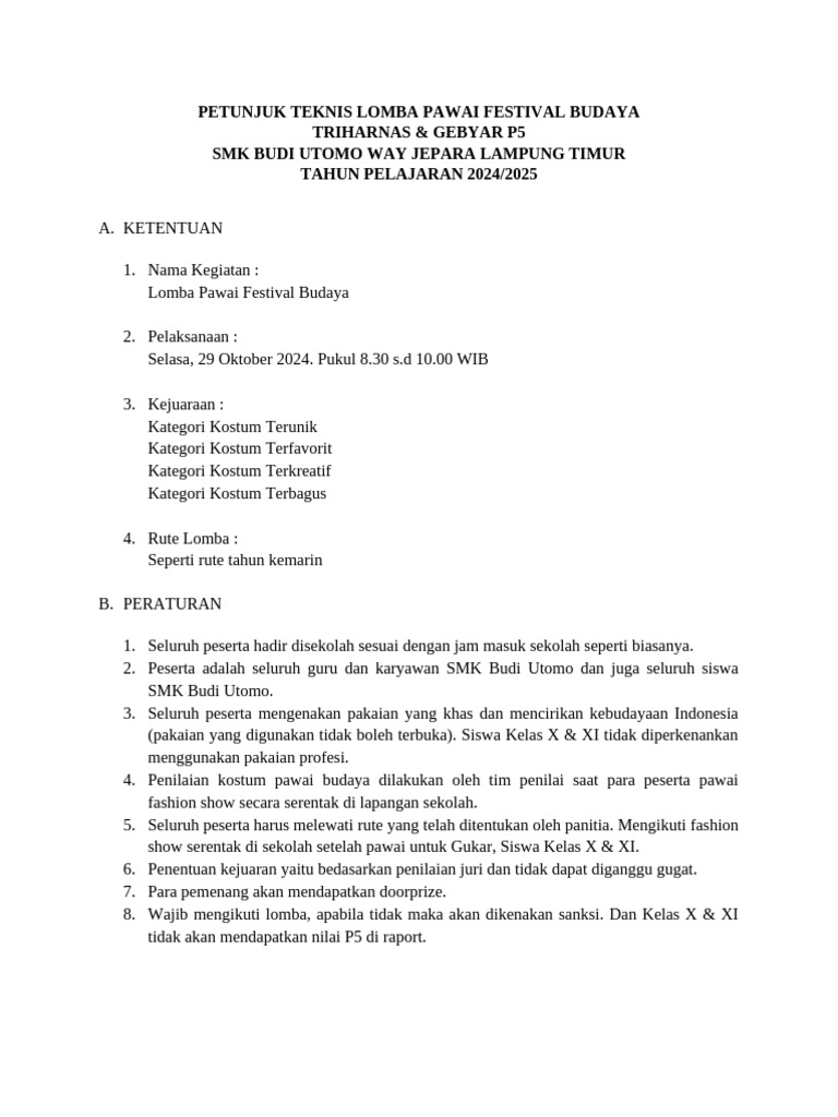 Juknis Pawai Budaya & Gebyar P5 | PDF | Gaya Hidup