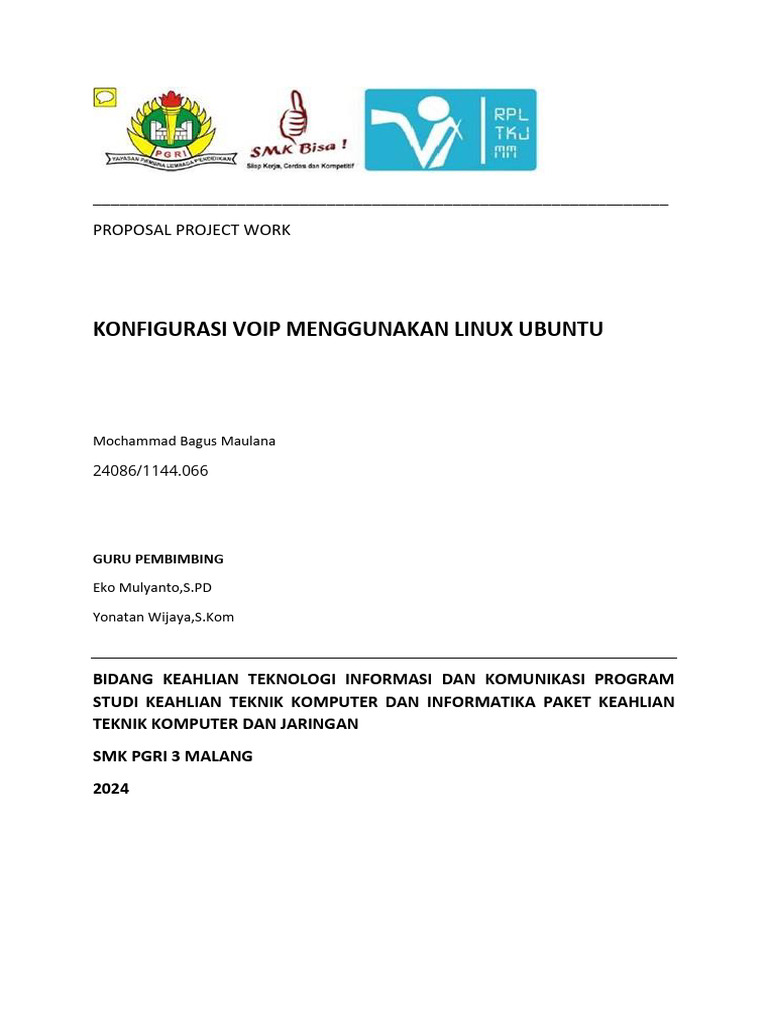 Proposal Project Work Mochammad Bagus Maulana 2024 | PDF