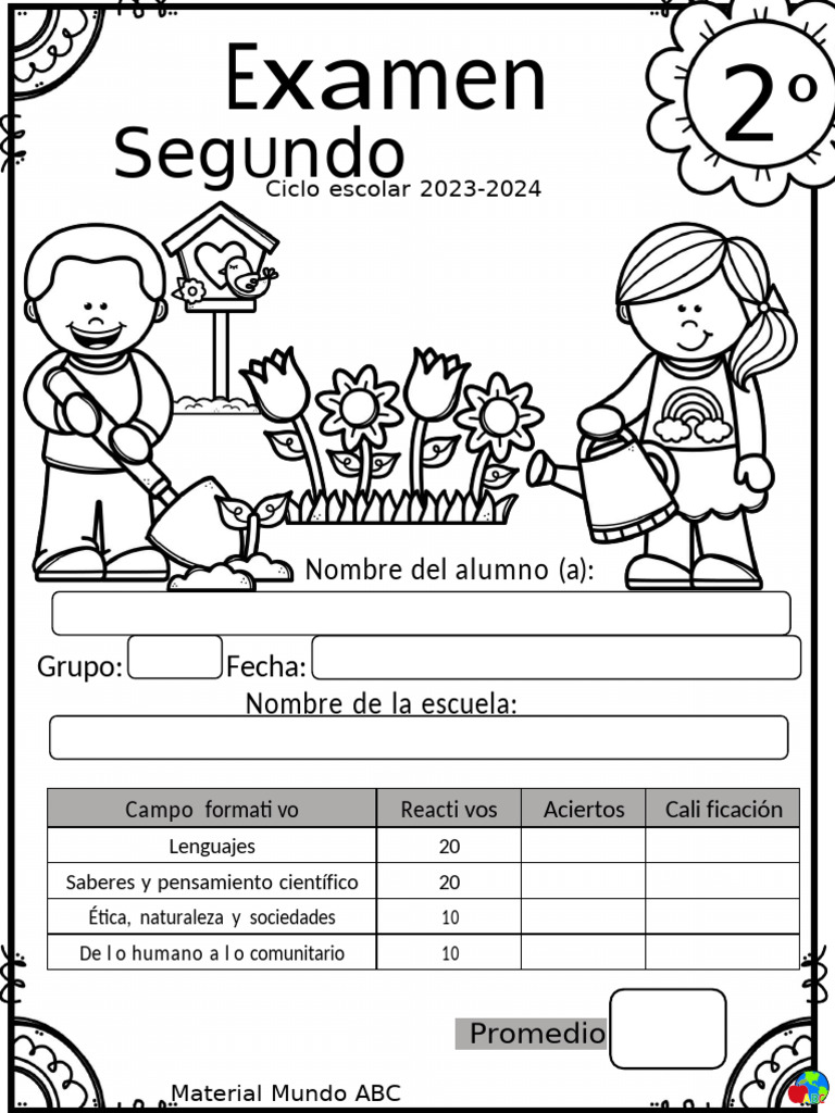 Examen Escolar 2° Trimestre 2023-2024 | PDF
