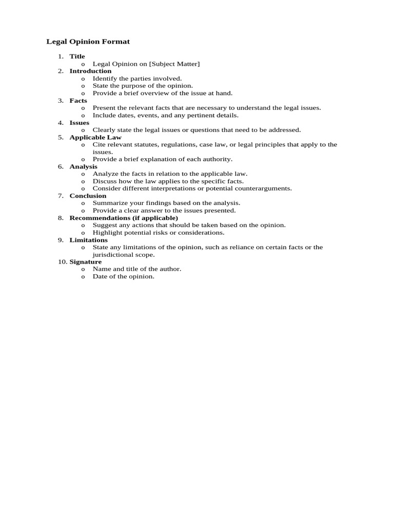 Legal Opinion Format | PDF | Law