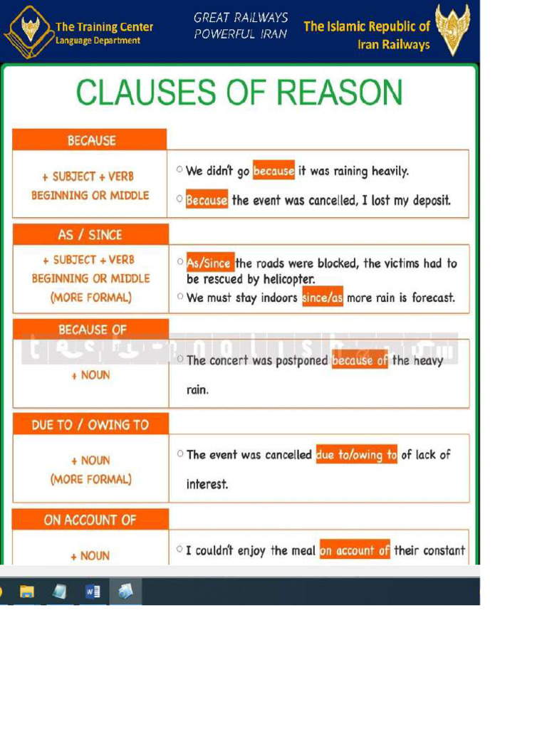 English-Clauses of Reason | PDF