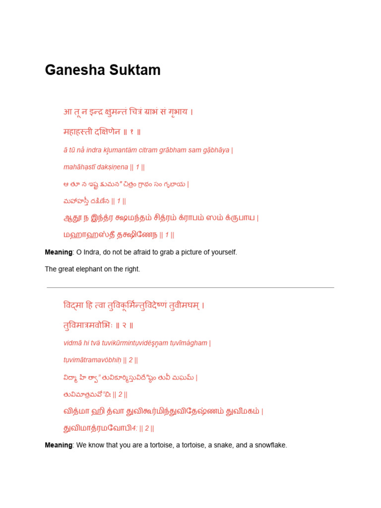 Ganesha Suktam | PDF