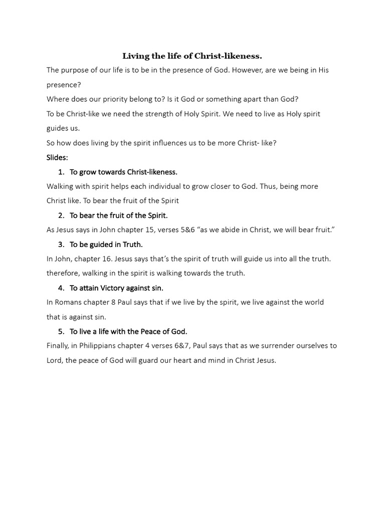 Living The Life of Christ-Likeness | PDF | Jesus | Paul The Apostle