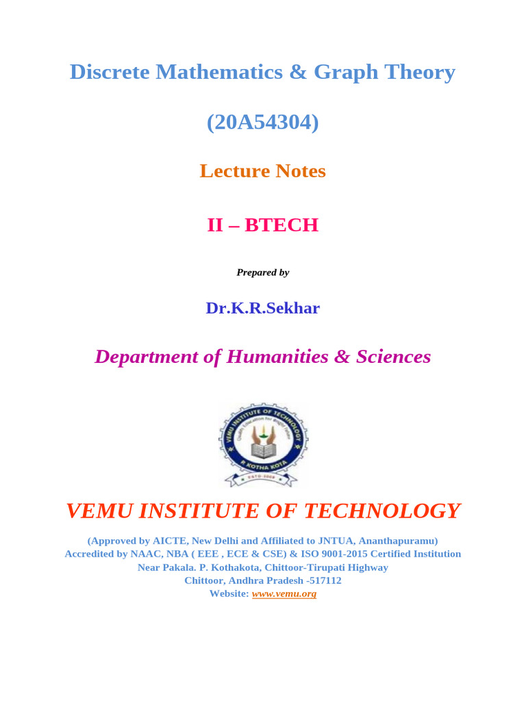 Discrete Mathematics & Graph Theory Notes | PDF | Combinatorics ...