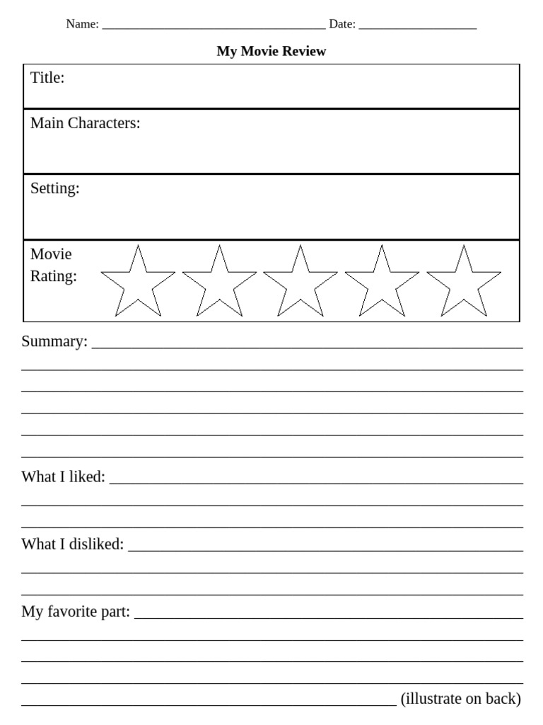 Movie Review Template Older Child | PDF