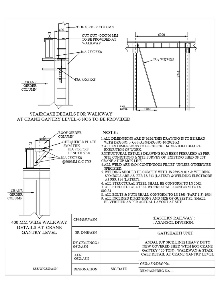 Crane Gantry Walkway & Staircase Details | PDF | Industrial Processes ...