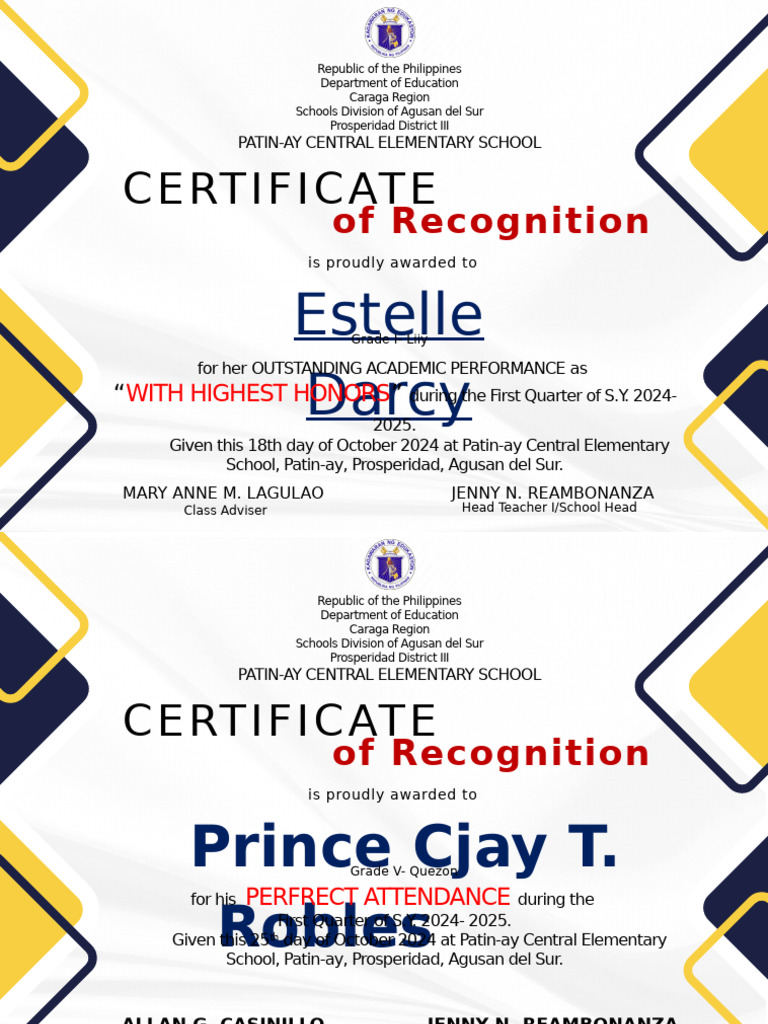 1ST Quarter Certificate - New | PDF