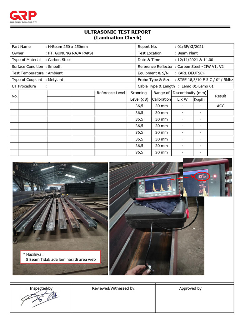 Inspection Report HBeam (BP) | PDF | Building Engineering | Materials ...