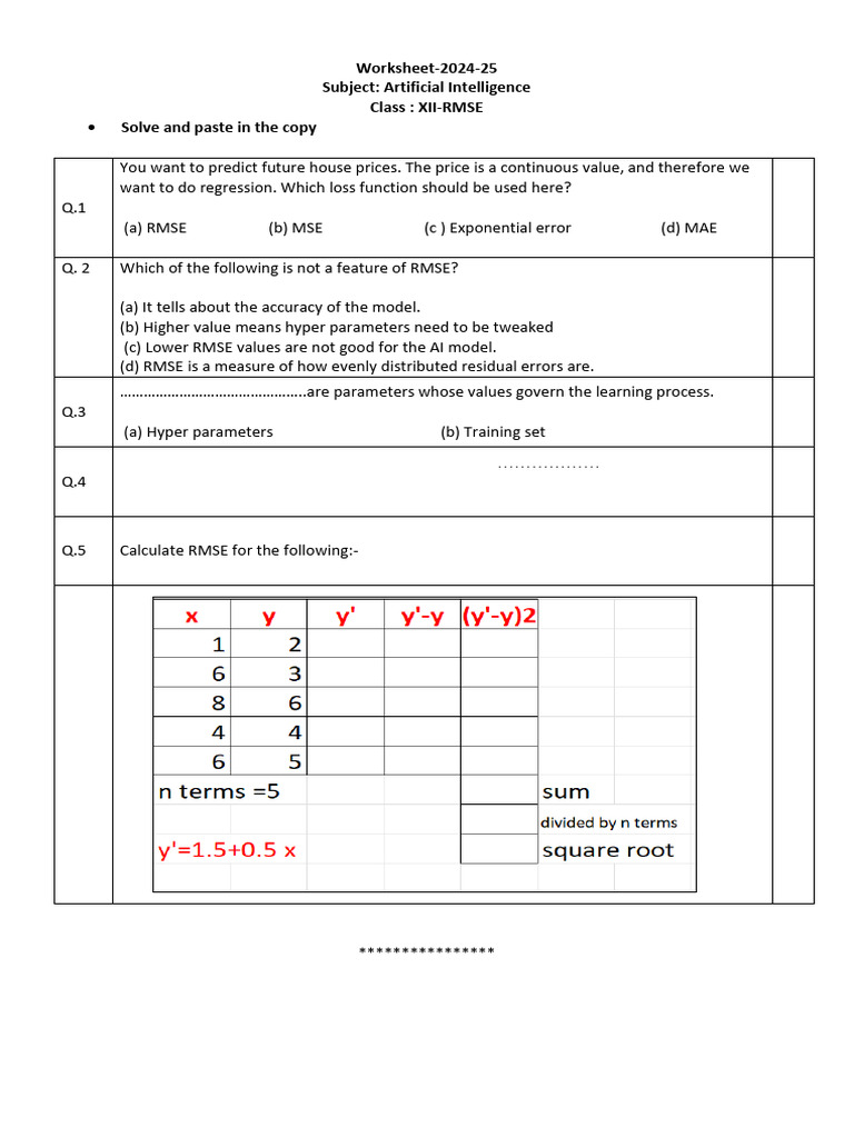 Worksheet CLASS XII Unit 1 RMSE | PDF