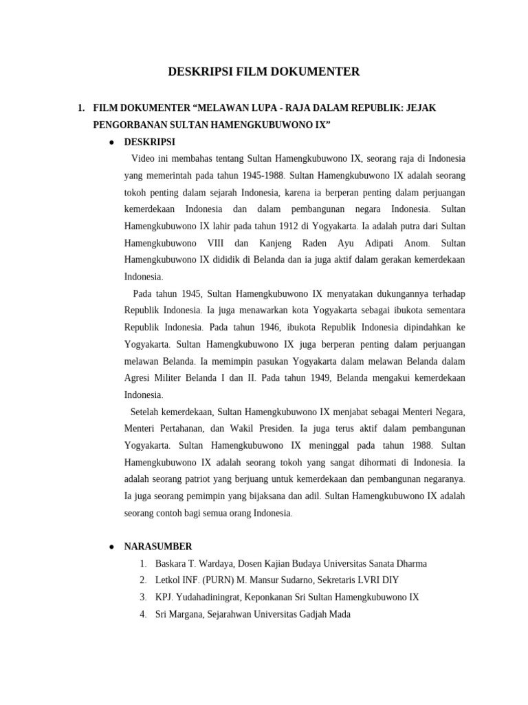 Deskripsi Film Dokumenter | PDF