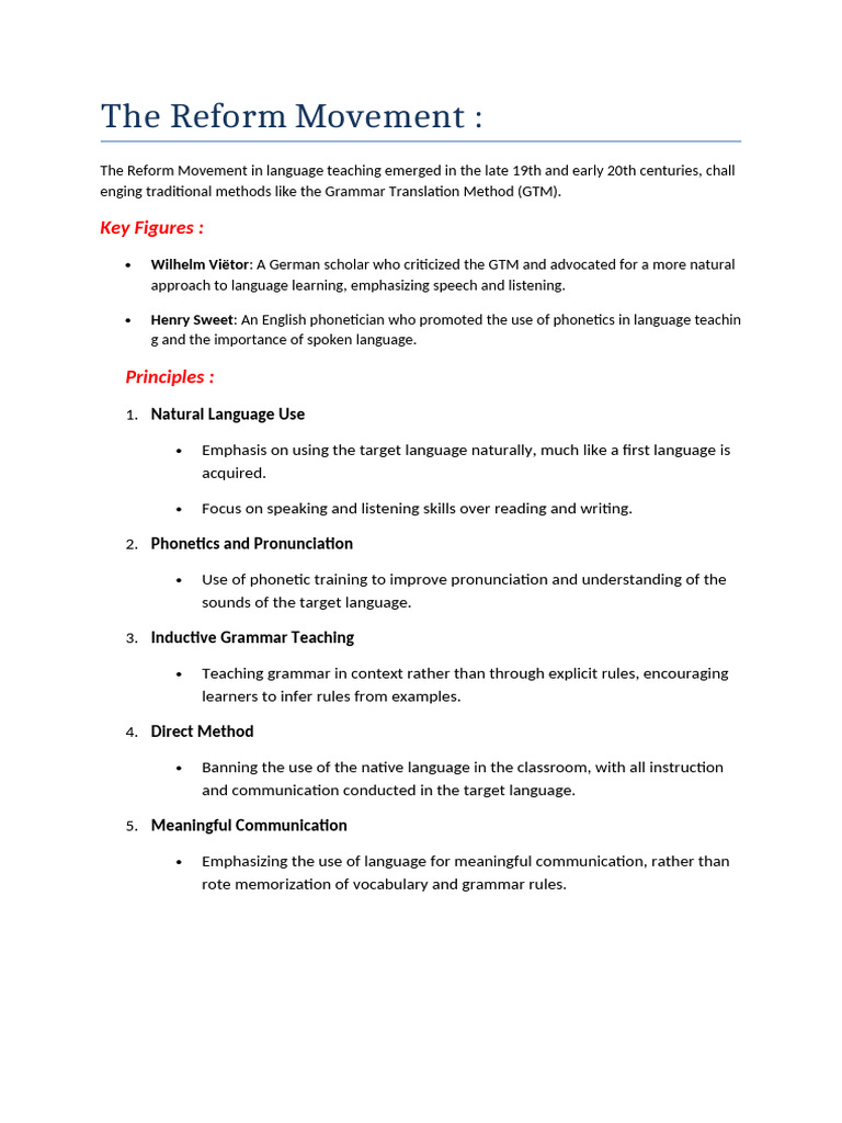 The Reform Movement | PDF