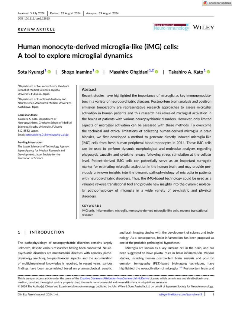 Clinical Exp Neuroim - 2024 - Kyuragi - Human Monocyte Derived ...