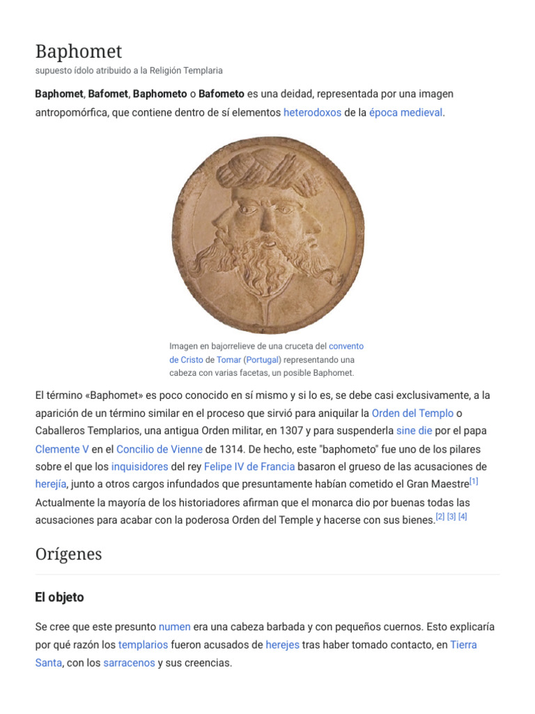 Baphomet - Wikipedia, La Enciclopedia Libre | PDF | Caballeros templarios