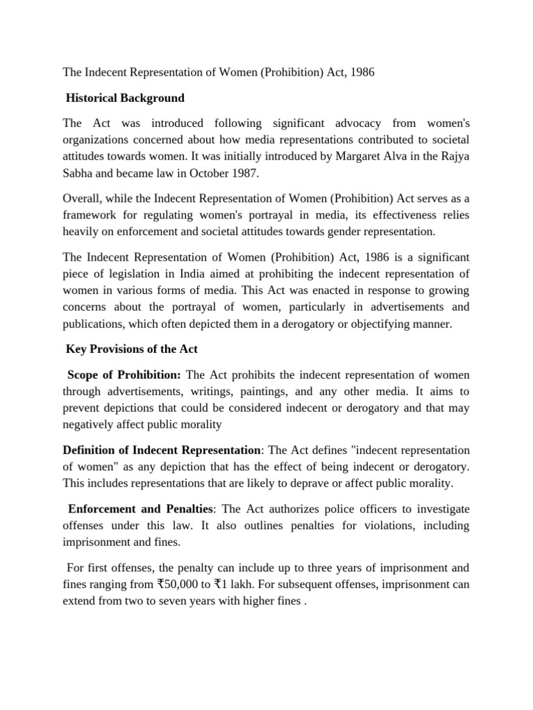 Indecent Representation of Women Act, 1986 | PDF